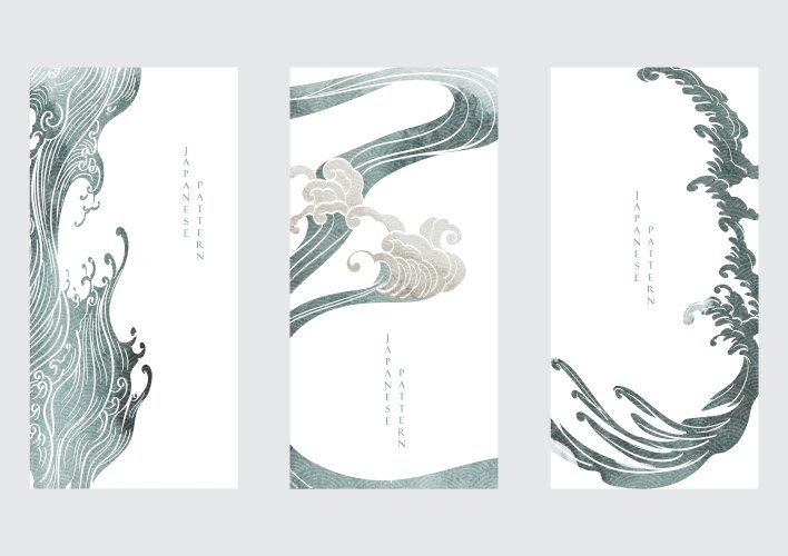 Japanese wave line art Royalty Free Vector Image