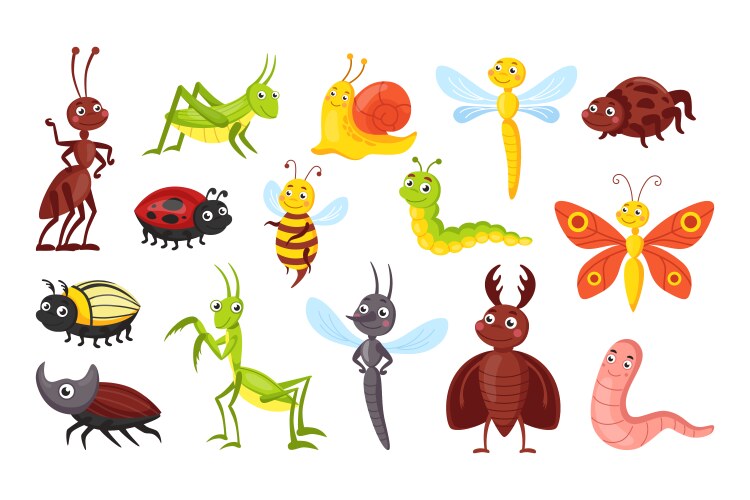 Butterfly insects bee ladybug Royalty Free Vector Image