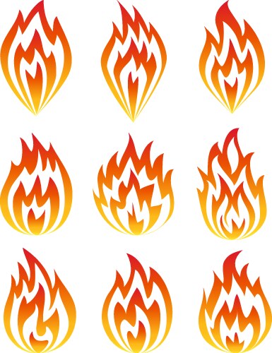 Cartoon flame fire fireball red hot campfire Vector Image