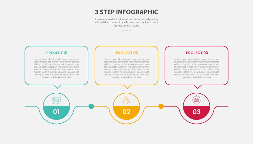 3 points template infographic outline style Vector Image