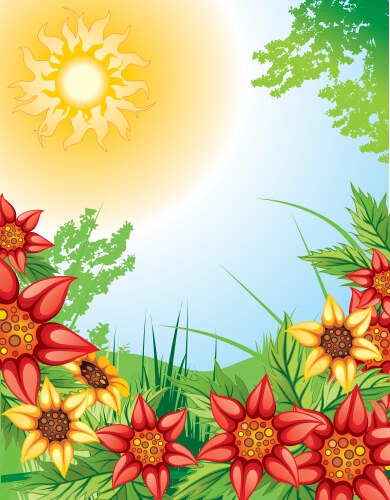 Spring poster with flowers and leaf Royalty Free Vector