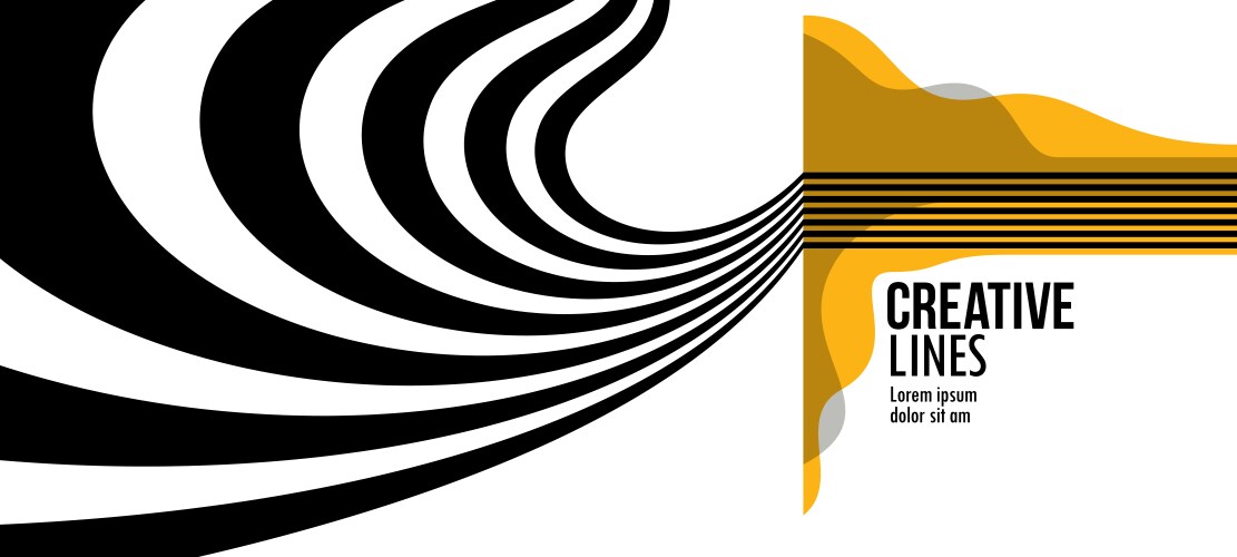 3d black and yellow lines in perspective abstract Vector Image