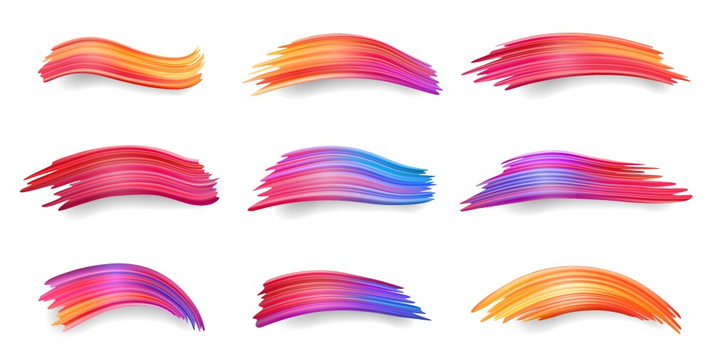 Set of isolated colorful gradient brush strokes Vector Image
