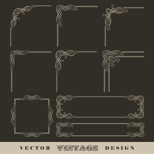 Vintage design elements corners and borders set 4 Vector Image