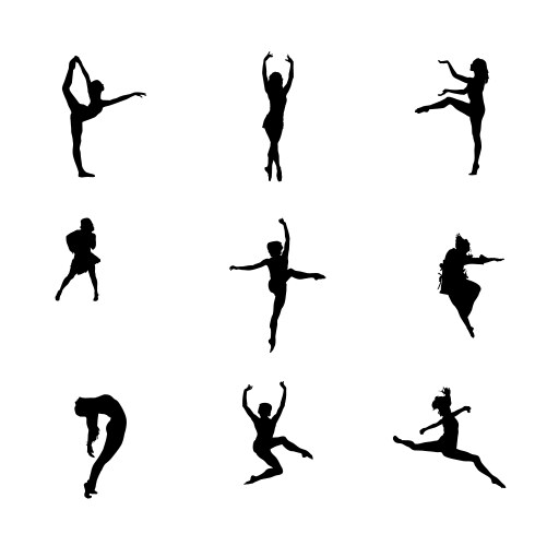 Dance girl ballet silhouettes Royalty Free Vector Image