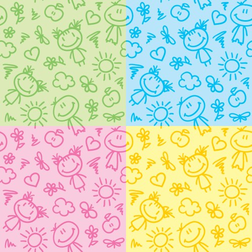 Hand drawn kid pattern Royalty Free Vector Image