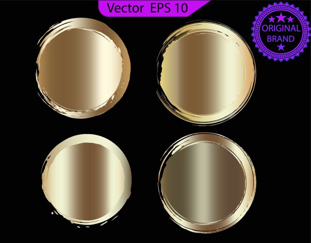 Gold brush strokes golden paint ink Royalty Free Vector