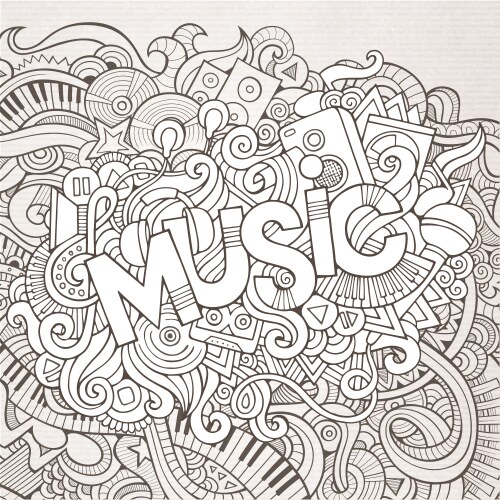 Music hand lettering and doodles elements Vector Image