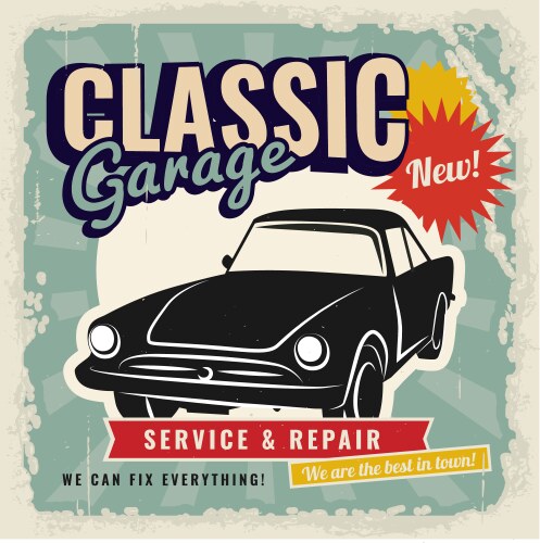 Retro car service sign Royalty Free Vector Image