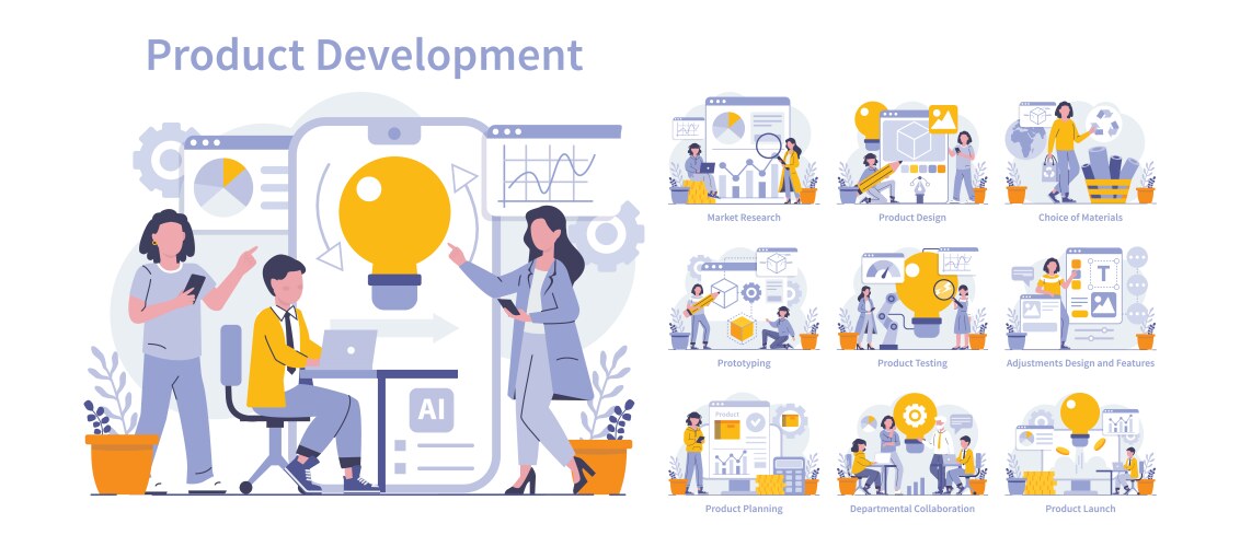 Prototype development detailed view Royalty Free Vector