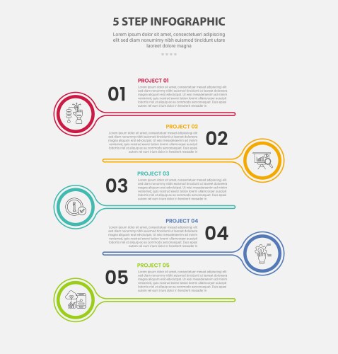 5 points template infographic outline style Vector Image