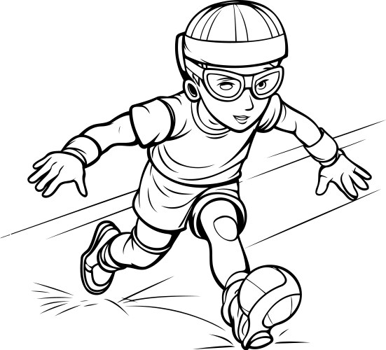 Cartoon boy running with a ball in his hand Vector Image