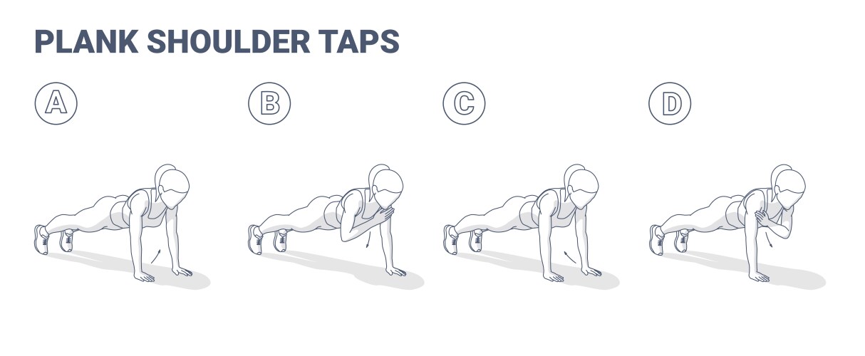 Woman doing modified plank shoulder tap Royalty Free Vector