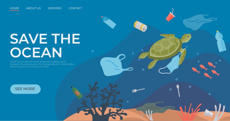 Ocean pollution contamination is global Royalty Free Vector