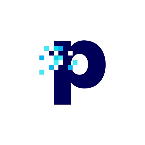 P letter pixel triangle geometric logo download Vector Image