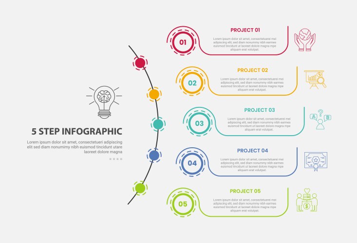 5 points template infographic outline style Vector Image