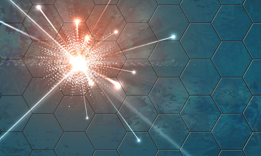 Explosion on a background with hexagons Royalty Free Vector