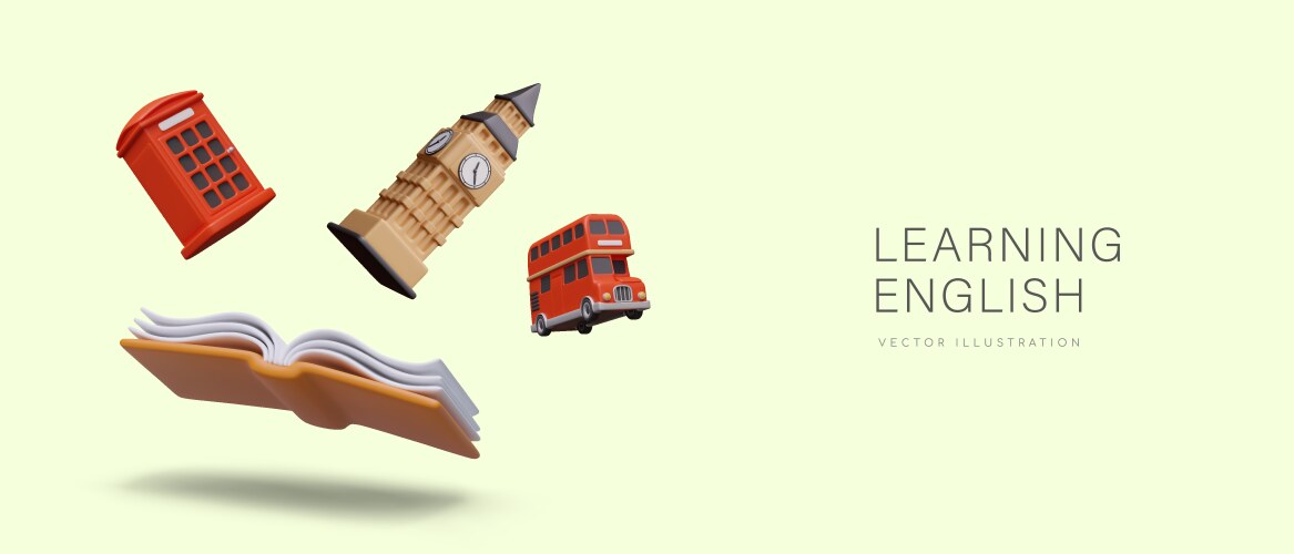 Concept of learning english creative advertising Vector Image