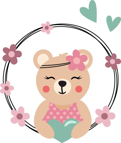 Round body teddy bear in front and back Royalty Free Vector
