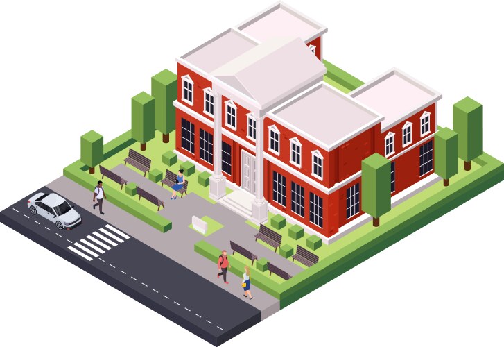 3d isometric school Royalty Free Vector Image - VectorStock
