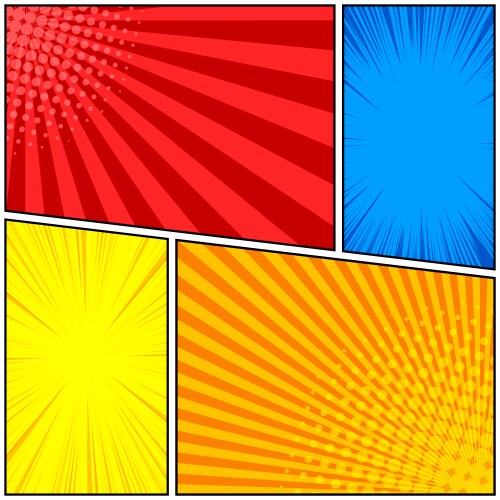 Cartoon comic backgrounds set comics book Vector Image
