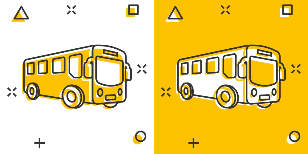 School bus icon in comic style autobus cartoon Vector Image