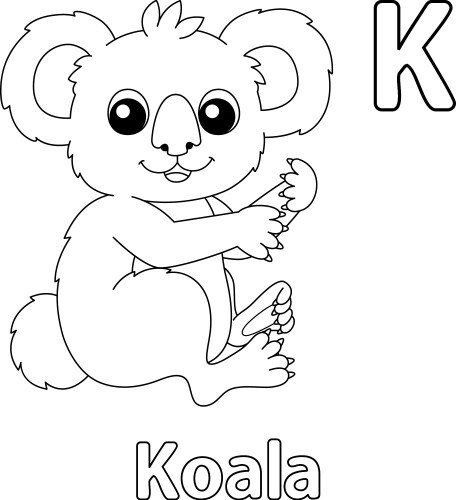 Koala alphabet abc coloring page k Royalty Free Vector Image