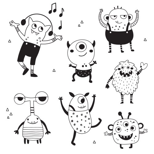 Monster Black and White Vector Images (over 130,000)
