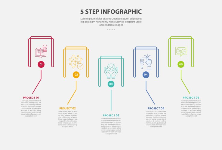 5 points template infographic outline style Vector Image