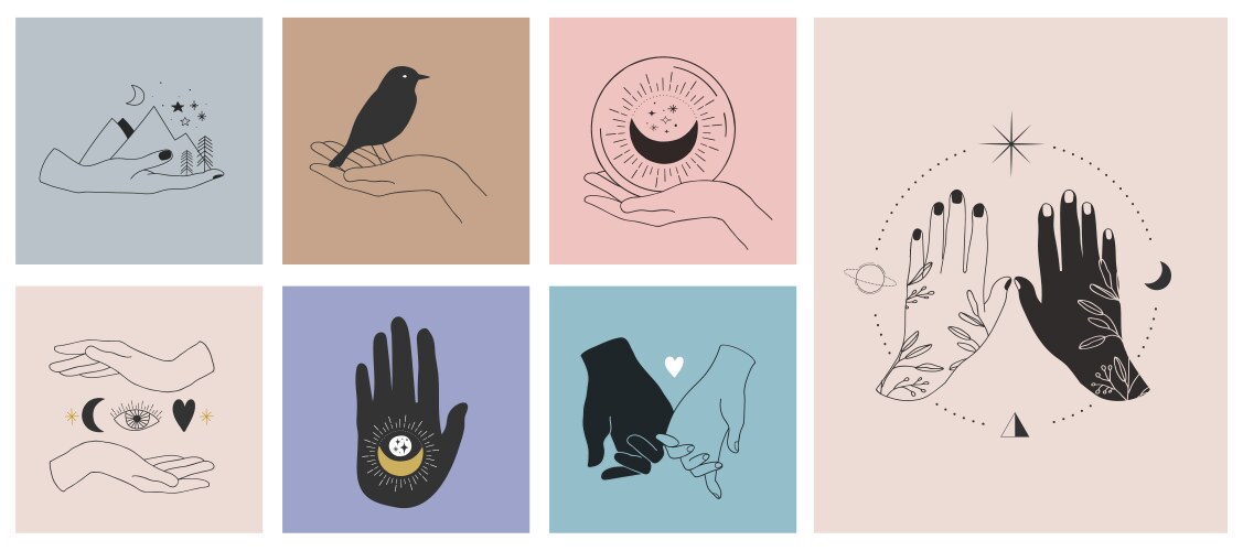 Collection fine hand drawn style logos Royalty Free Vector