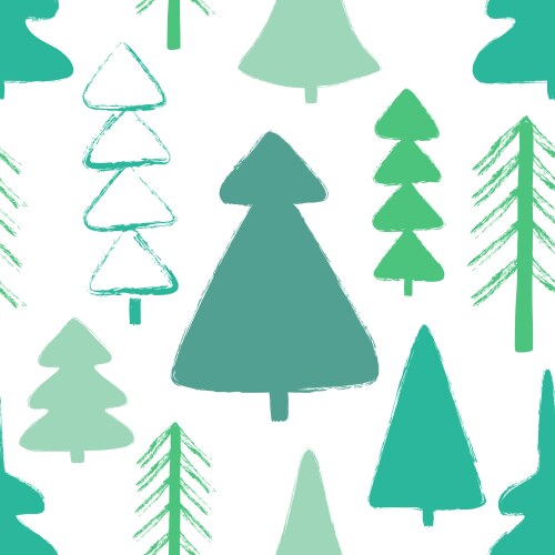 Pine trees seamless pattern doodle forest Vector Image