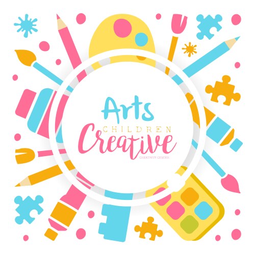 Kids creative class template promotional logo set Vector Image