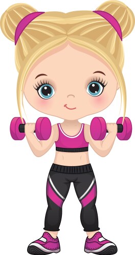 Cartoon little girl doing workout Royalty Free Vector Image