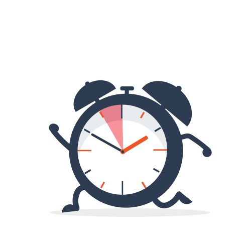 Smiling clock is running Royalty Free Vector Image