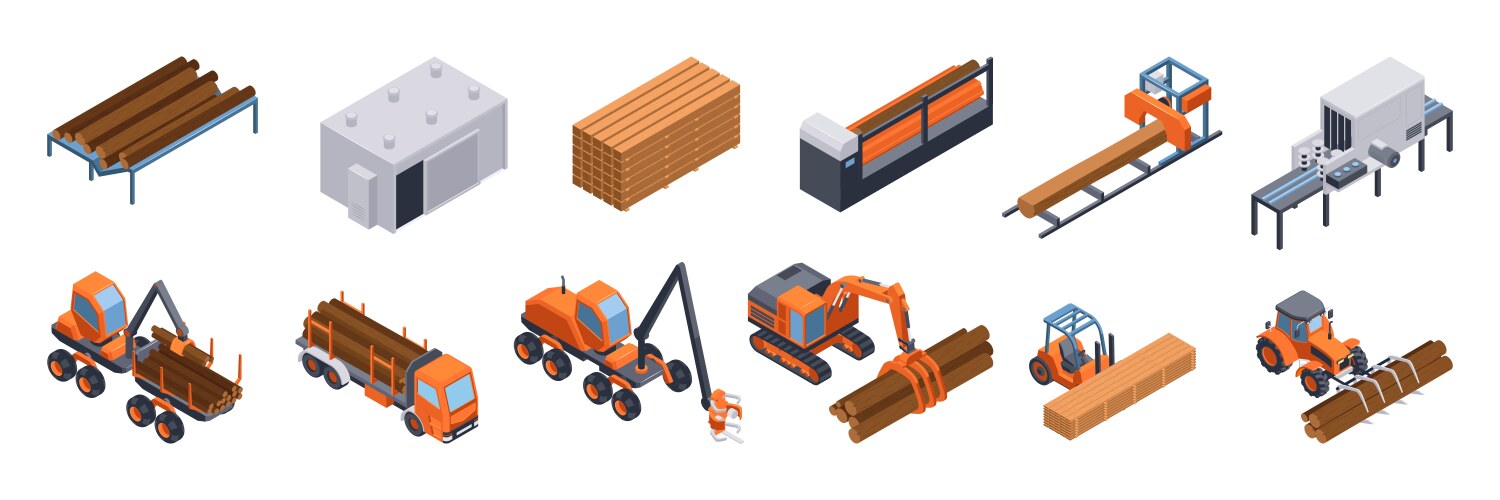 Woodworking factory flowchart composition Vector Image