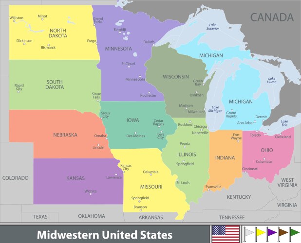 Midwestern united states Royalty Free Vector Image