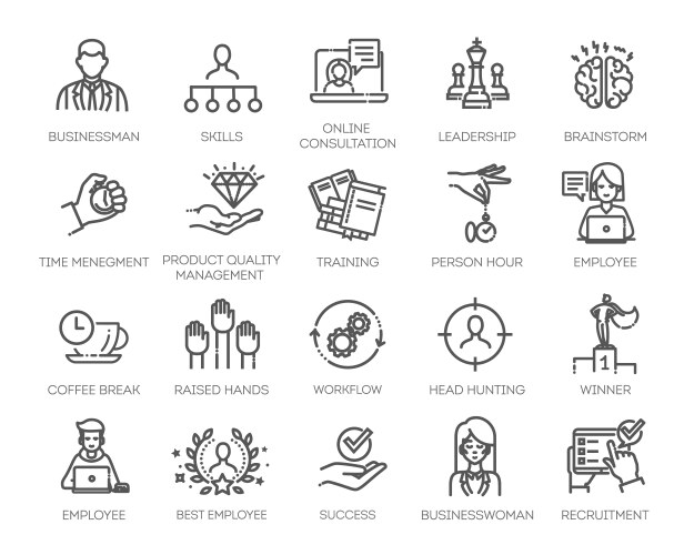 Business people training icons Royalty Free Vector Image