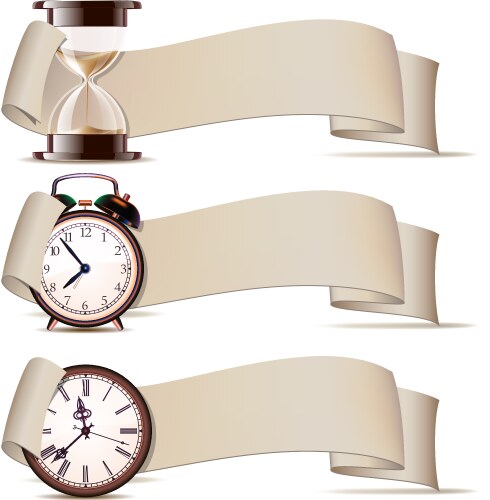 Banner with clock Royalty Free Vector Image - VectorStock