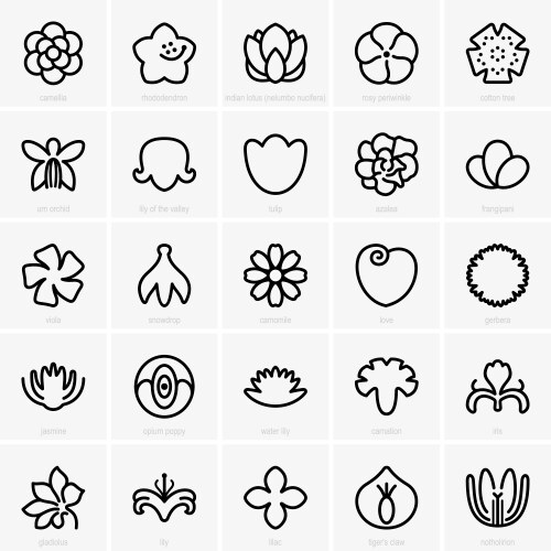 Flower icons for pattern Royalty Free Vector Image