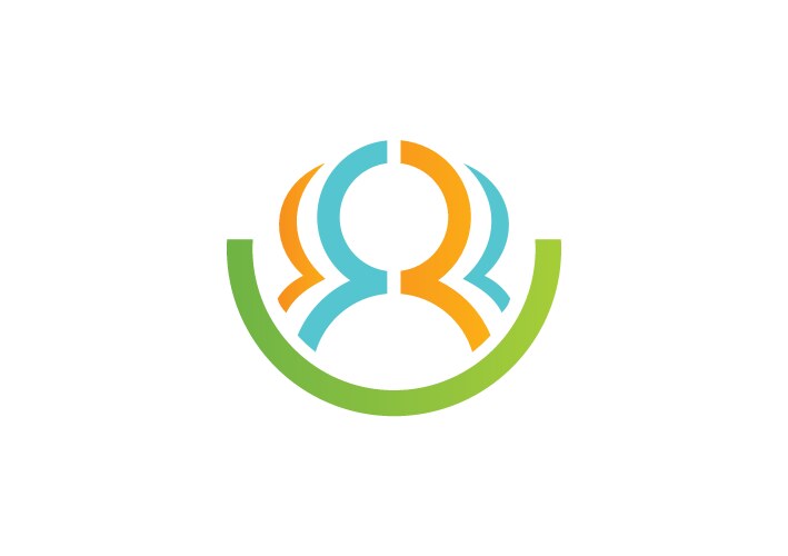 Abstract people logo with hand Royalty Free Vector Image