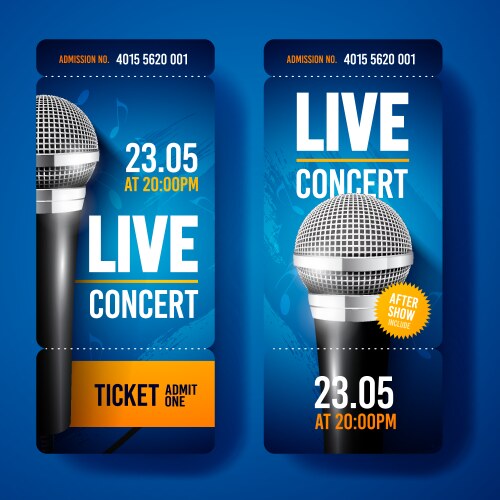 Black rock concert ticket design template Vector Image