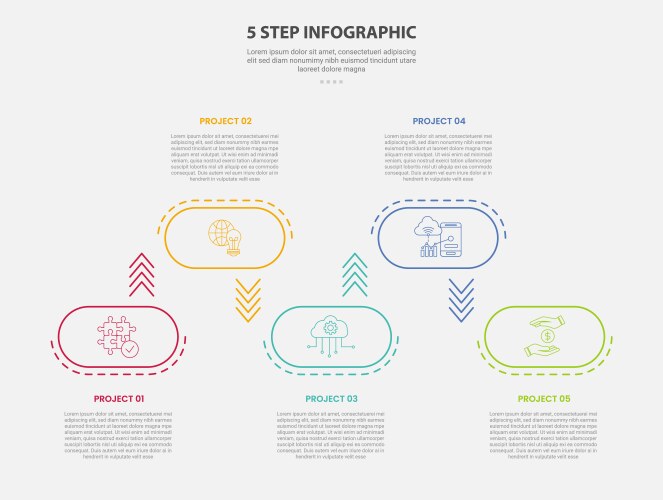 5 points template infographic outline style Vector Image