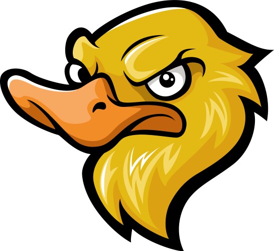 Cartoon evil face duck with collar Royalty Free Vector Image