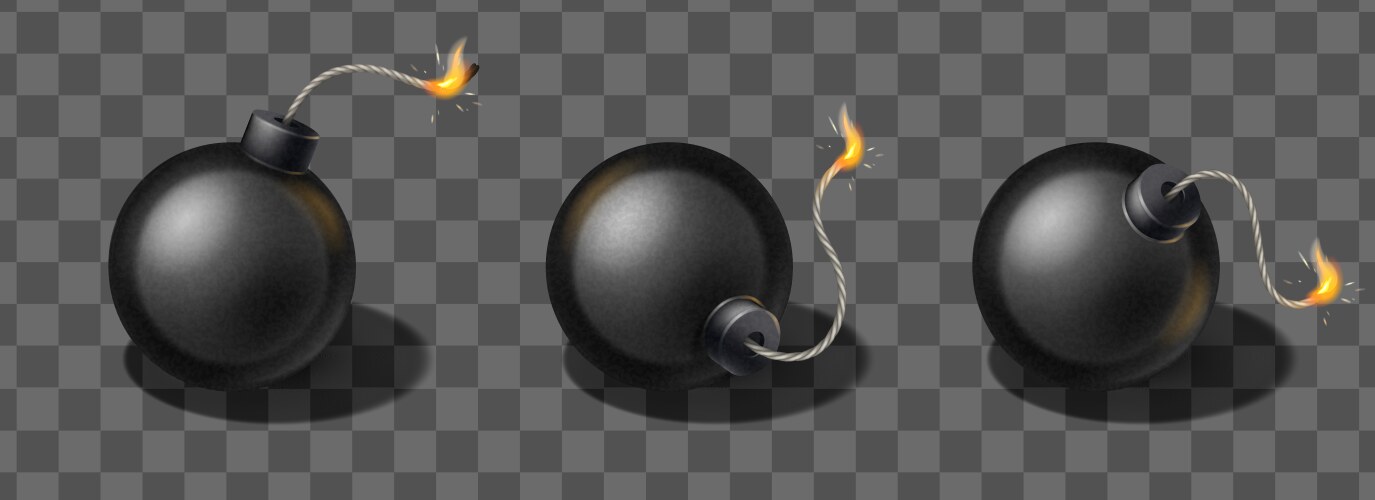 Realistic explosions set Royalty Free Vector Image