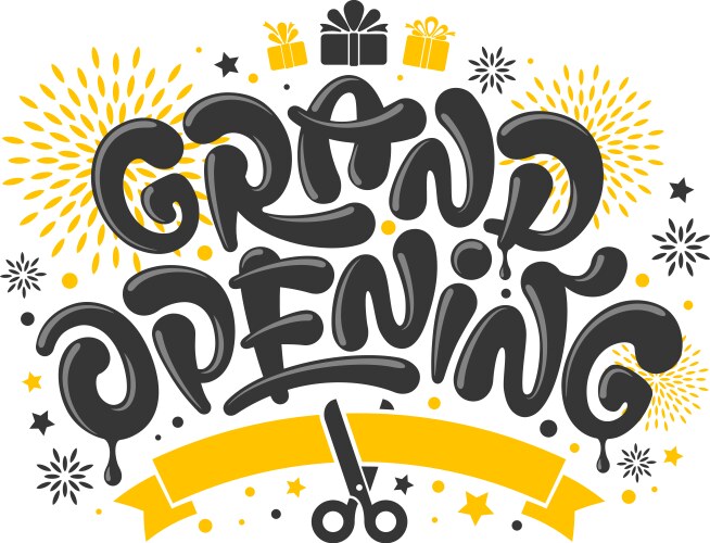 Hand drawn lettering grand opening ink Royalty Free Vector