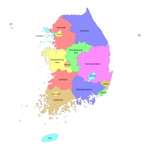 Detailed map of the south korea Royalty Free Vector Image