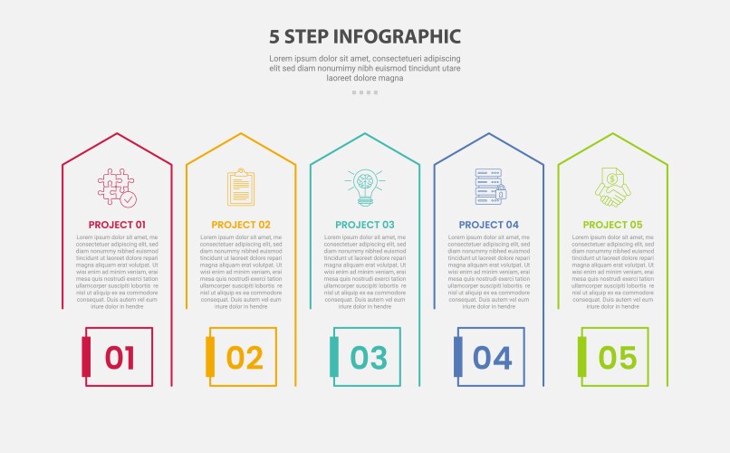 5 points template infographic outline style Vector Image