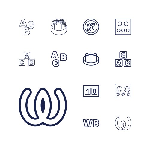 12 alphabet icons Royalty Free Vector Image - VectorStock