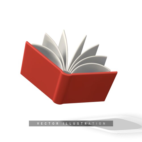 Cute cartoon open book realistic 3d Royalty Free Vector