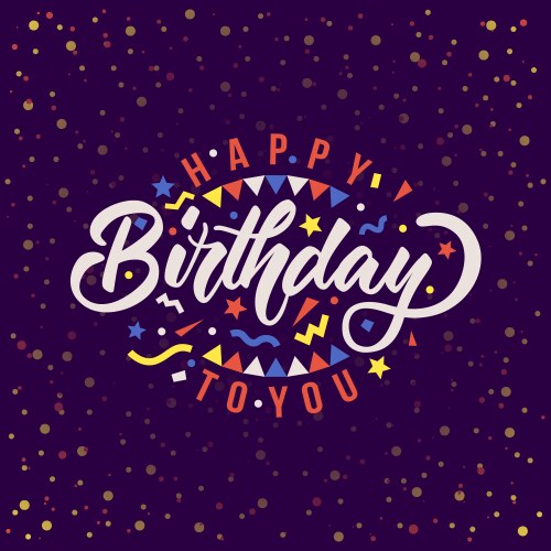Happy birthday lettering design template for card Vector Image